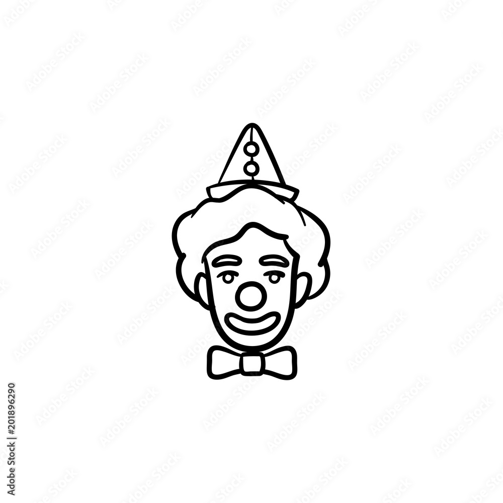 The face of clown hand drawn outline doodle icon. Circus clown with toy ...