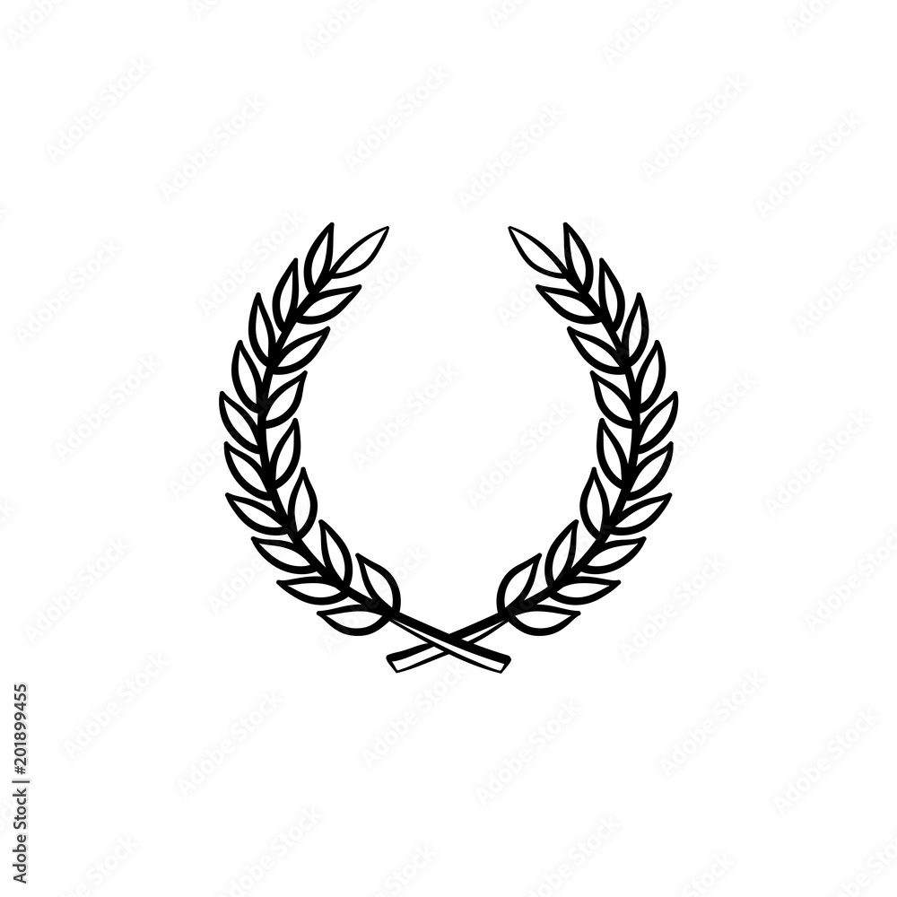 Laurel wreath hand drawn outline doodle icon. College emblem - laurel ...