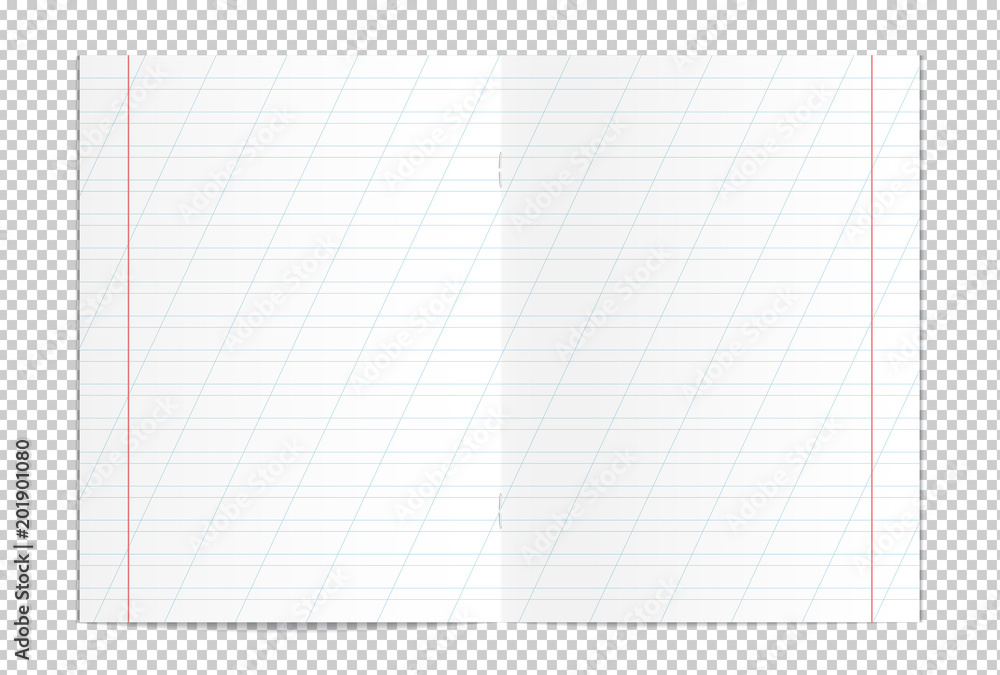 Vector illustration of realistic writing practice copybook spread ...