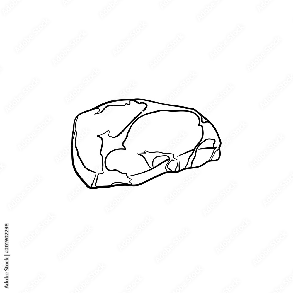 T-bone beef steak hand drawn outline doodle icon. Vector sketch ...