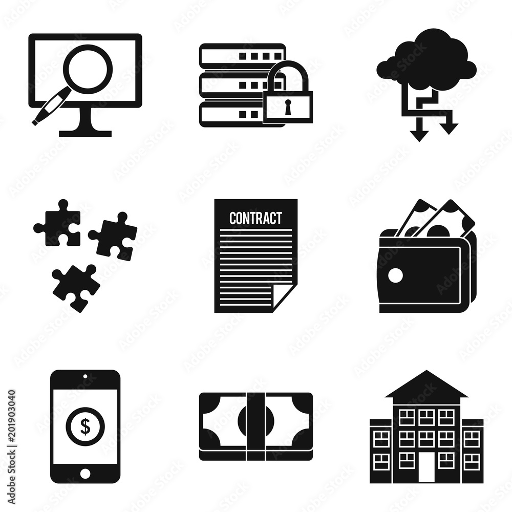 Computer expert icons set. Simple set of 9 computer expert vector icons ...