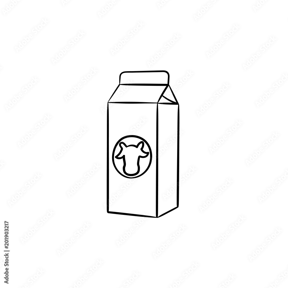 Carton box of milk hand drawn outline doodle icon. Dairy product - milk ...