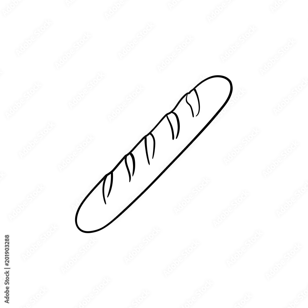 Vecteur Stock French baguette hand drawn outline doodle icon. Bread ...
