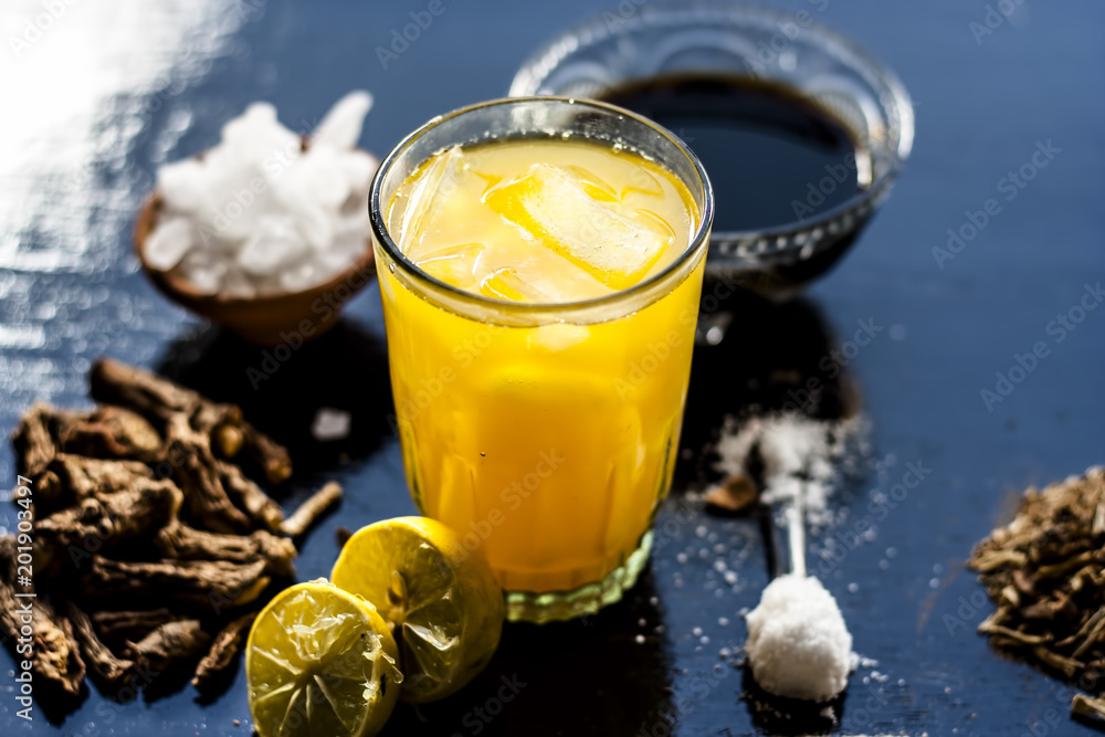 Indian styled Lemonade with some nannari syrup and entire ingredients i ...