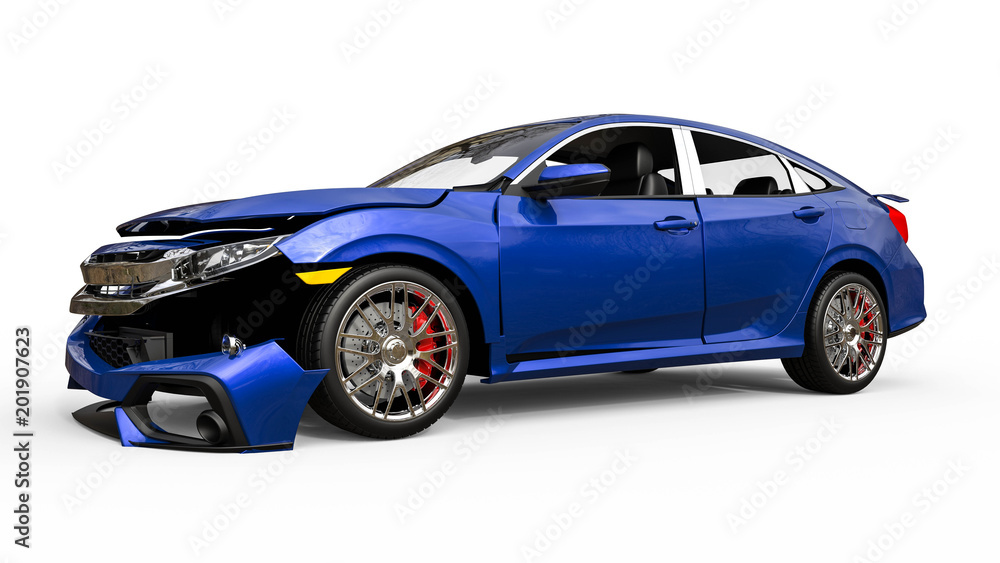car crash / 3D render image representing an car with visible damage ...