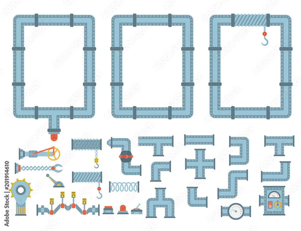 Machine parts different mechanism vector mechanical manufacturing work ...
