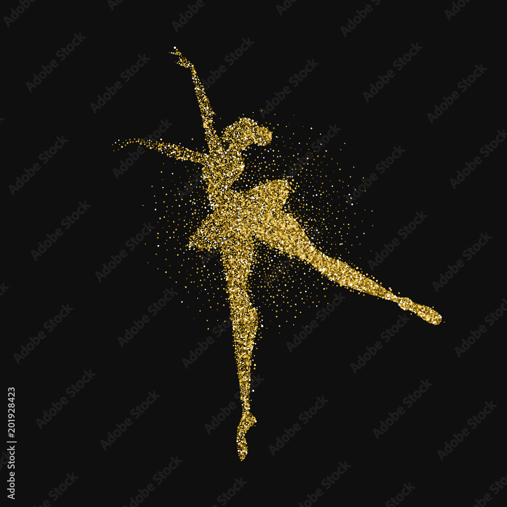 Ballet dancer girl gold glitter splash background Stock Vector | Adobe ...