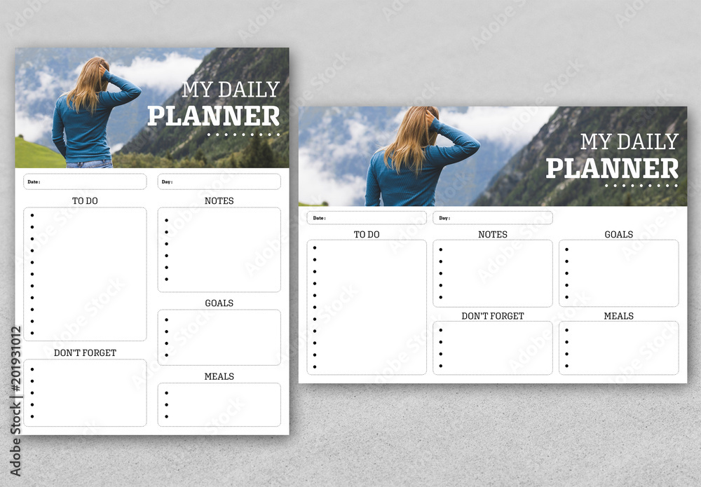 Personal Daily Planner Layout Stock Template | Adobe Stock