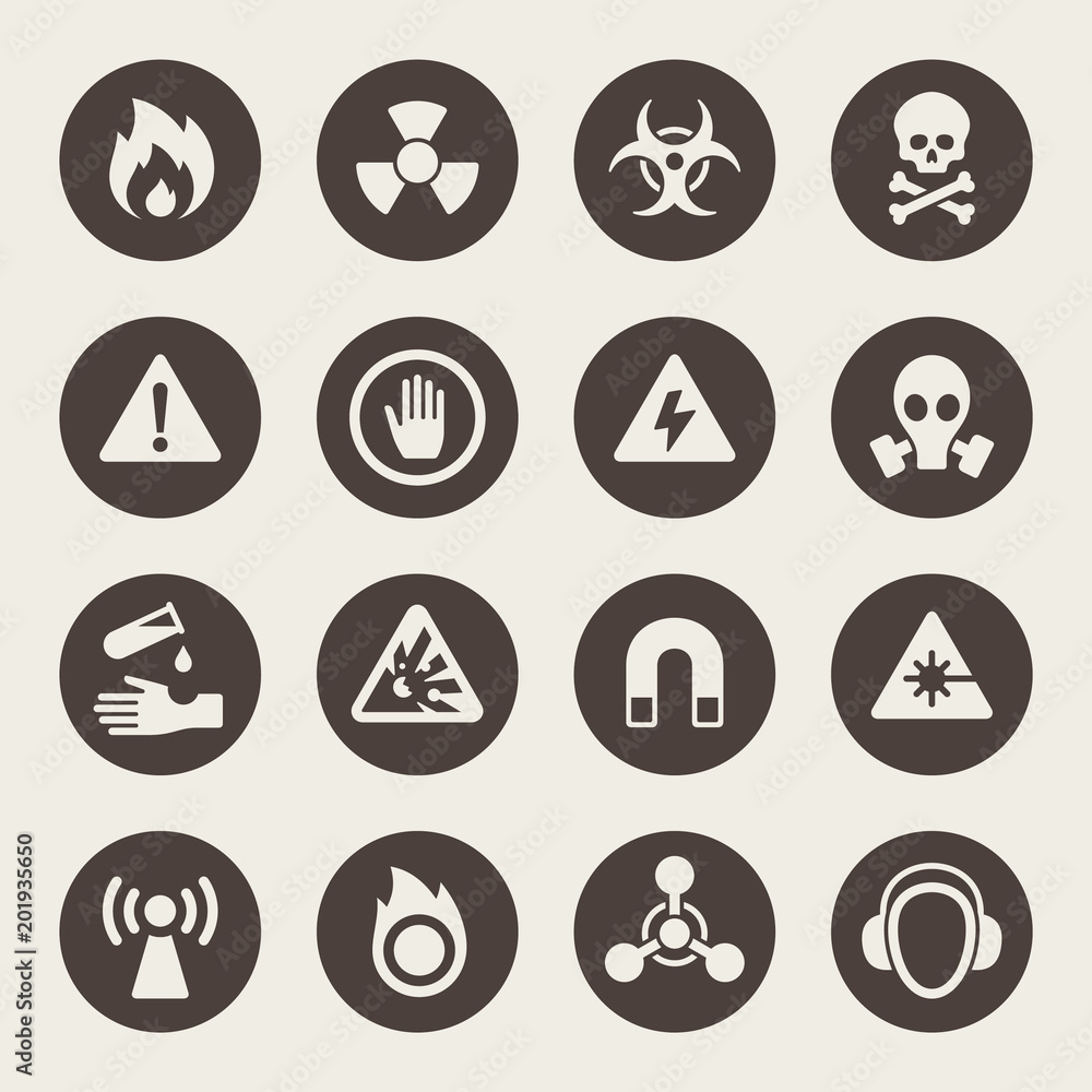 Hazard icons Stock Vector | Adobe Stock