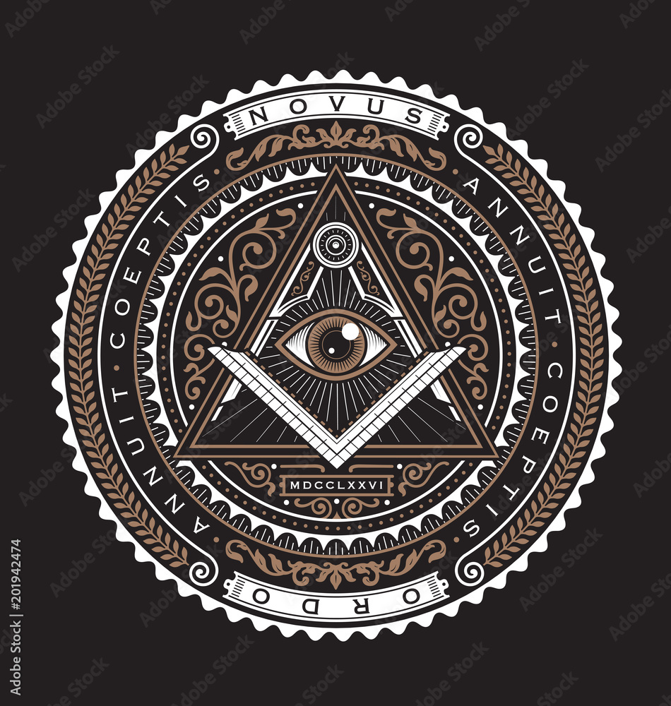 All Seeing Eye Emblem Badge Vector Logo 2 Color Stock Vector | Adobe Stock