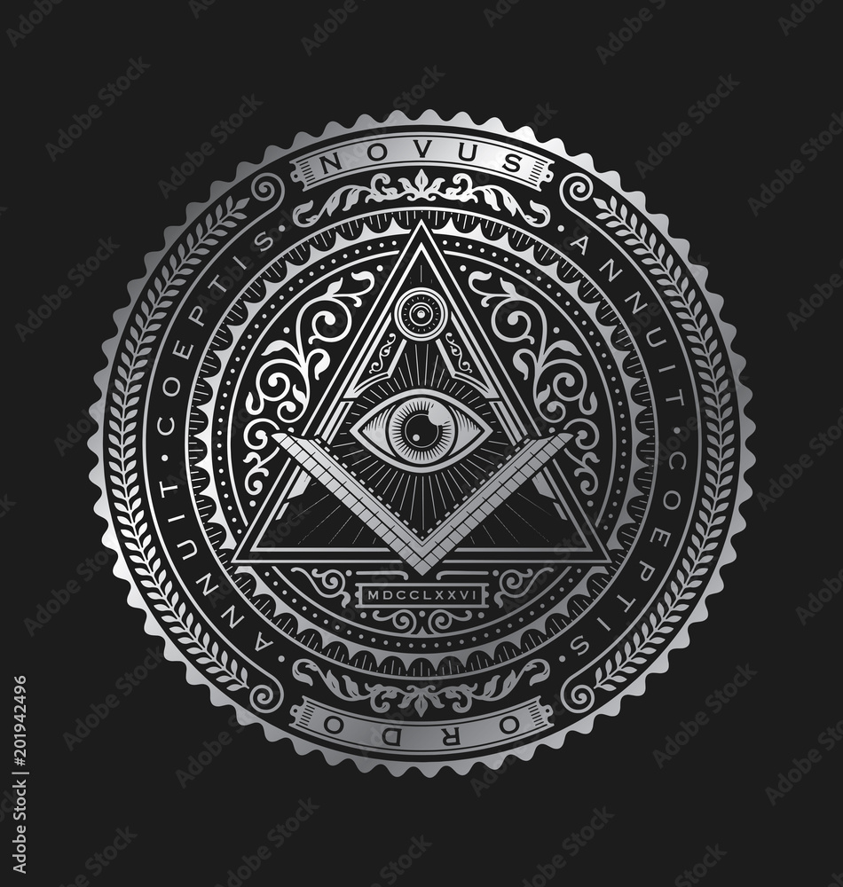 All Seeing Eye Emblem Badge Vector Logo Metallic Stock Vector | Adobe Stock