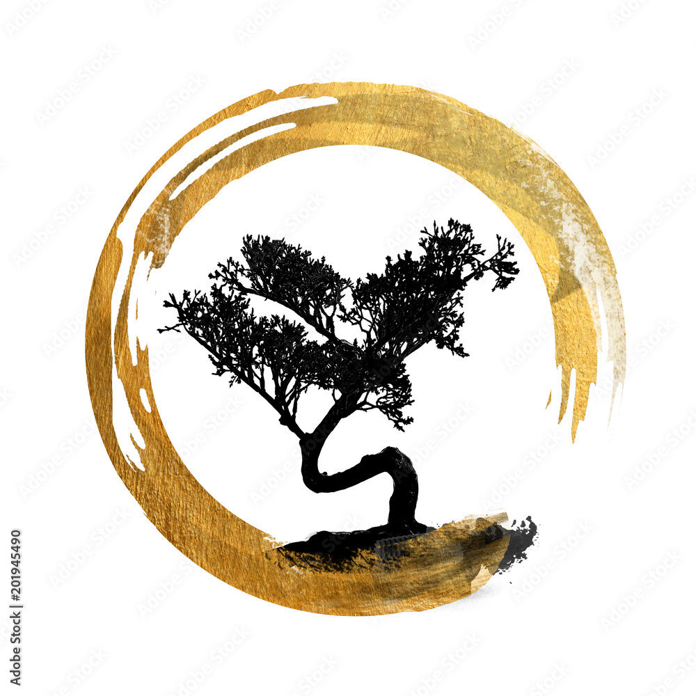 Naklejka Bonsai Tree, Enso Circle, Feng Shui Symbol, Asian Art ...