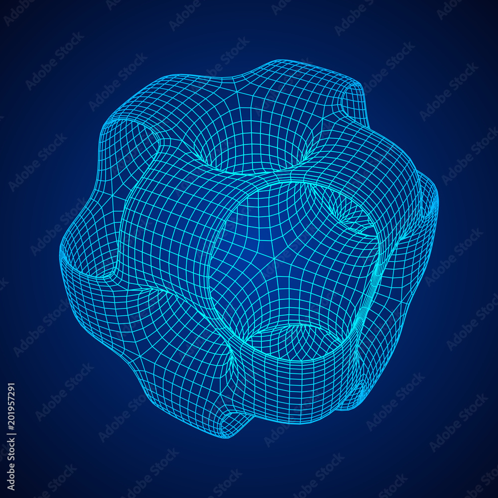 Wireframe Ported Cube. Cube of connected lines. Molecular lattice. The ...
