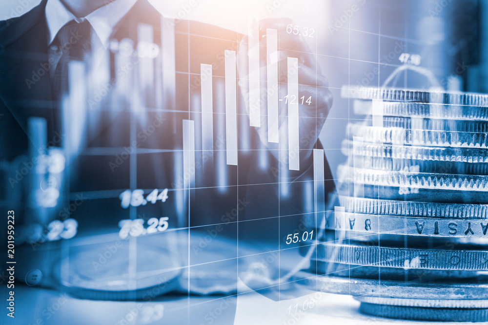 Double exposure businessman and stock market or forex graph suitable ...