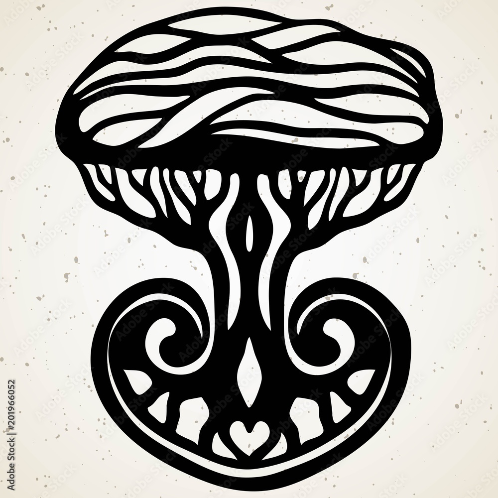 Tribal tattoo with the ethnic tree. Authentic artwork with a symbol of ...