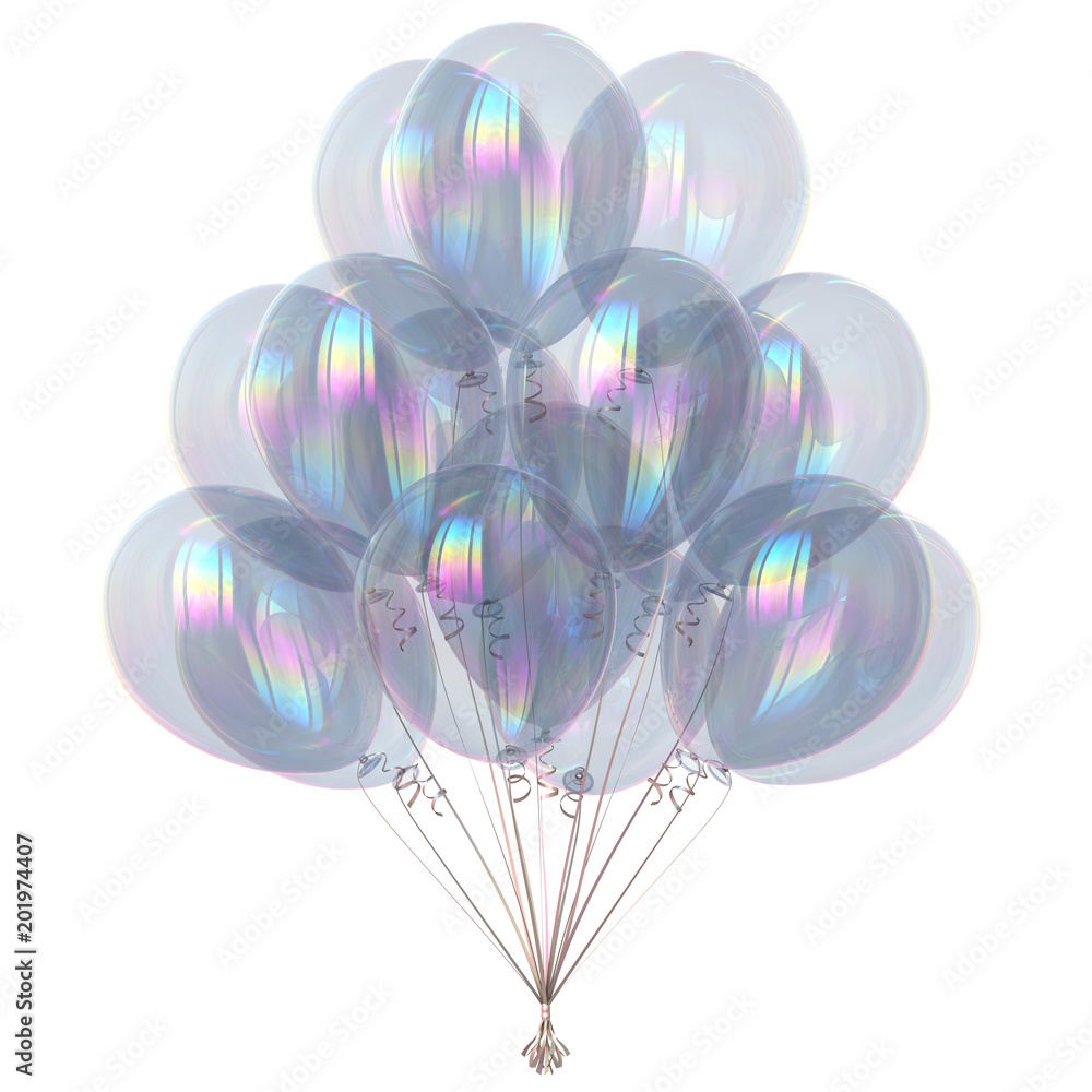 Balloon white birthday party decoration glossy translucent balloons ...