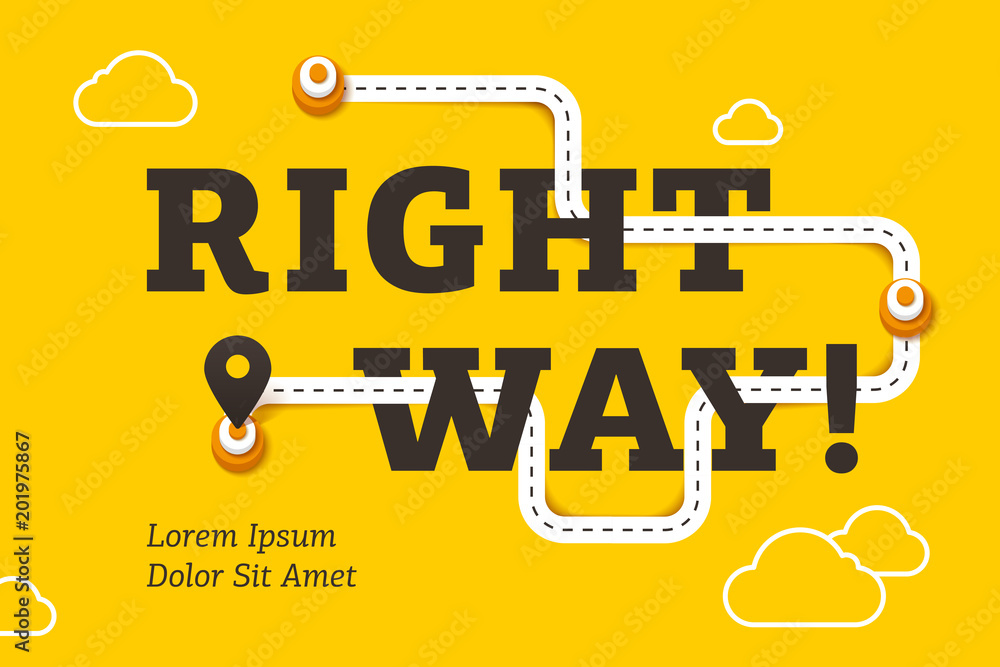 Vecteur Stock Right way business concept with winding road and pin ...