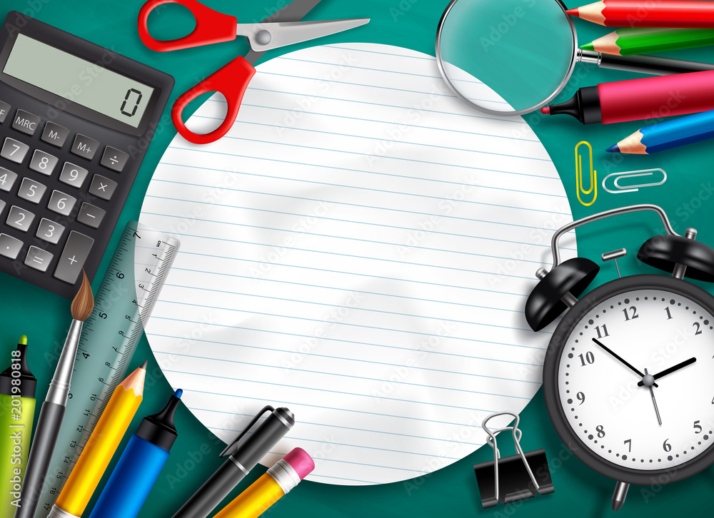 Back to school vector background template with education elements ...