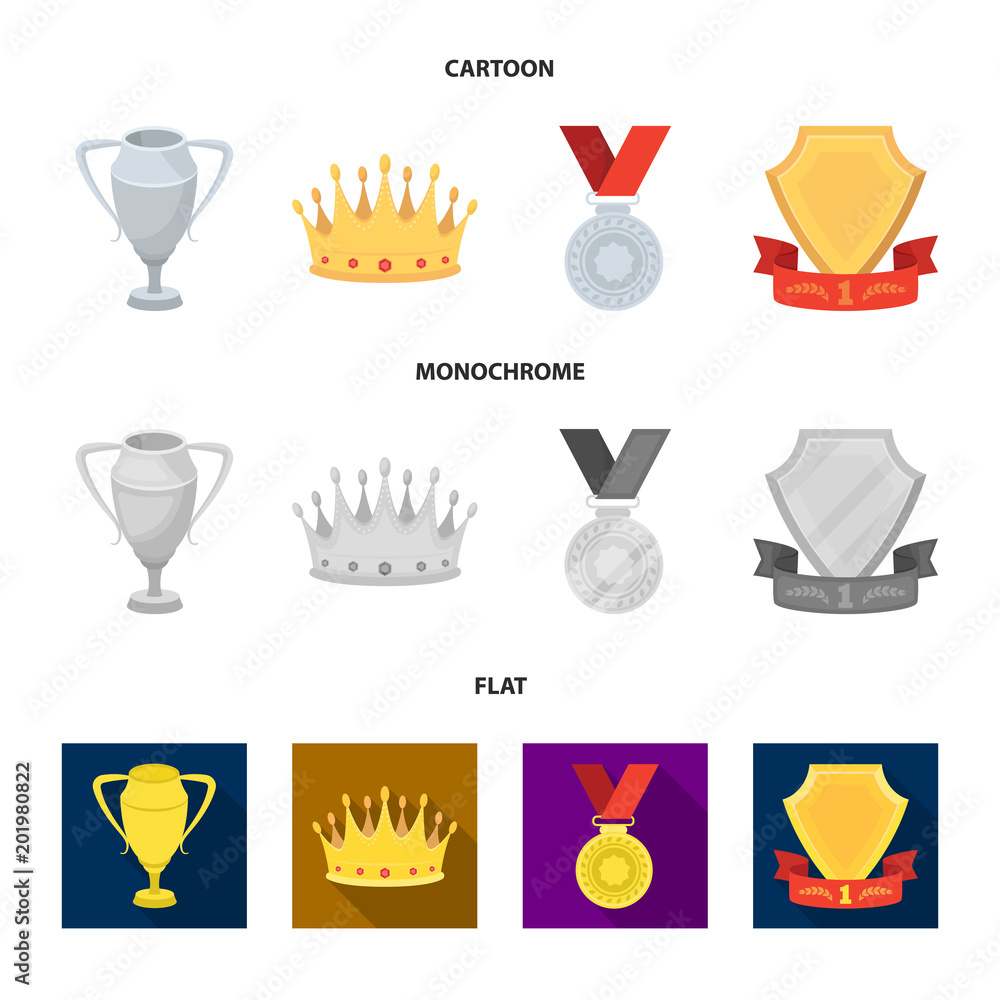 A silver cup, a gold crown with diamonds, a medal of the laureate, a ...
