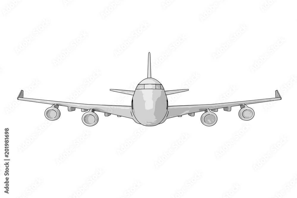 Sketch of Passenger Airplane Pencil Drawing. 3d Rendering Stock ...