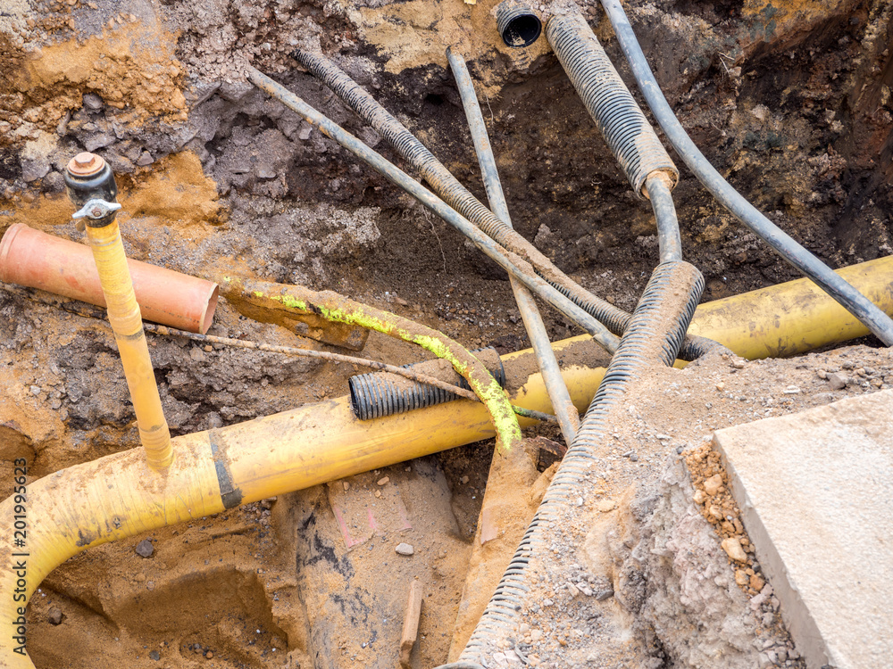 Baustelle Gasleitung Stock Foto Adobe Stock