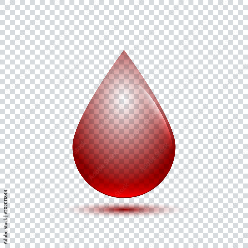 Realistic blood drop with shadow on transparent background Stock Vector ...