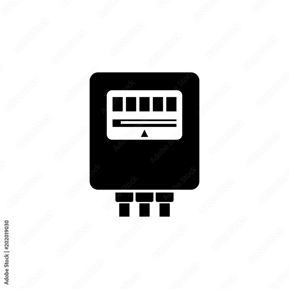 Electric Meter. Flat Vector Icon. Simple black symbol on white ...
