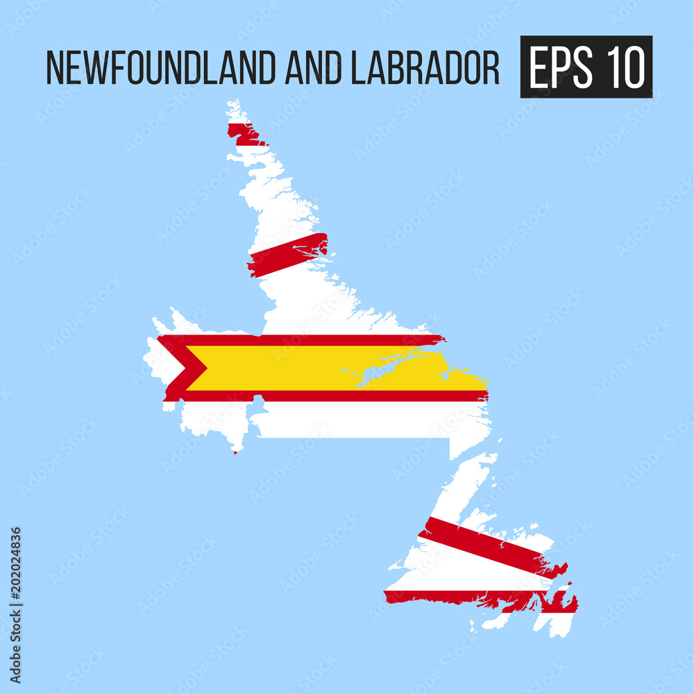 Newfoundland and labrador map border with flag vector EPS10 Stock ...