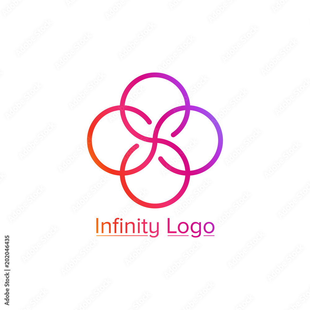 Double infinity logo design in bright colorful design isolated on white ...