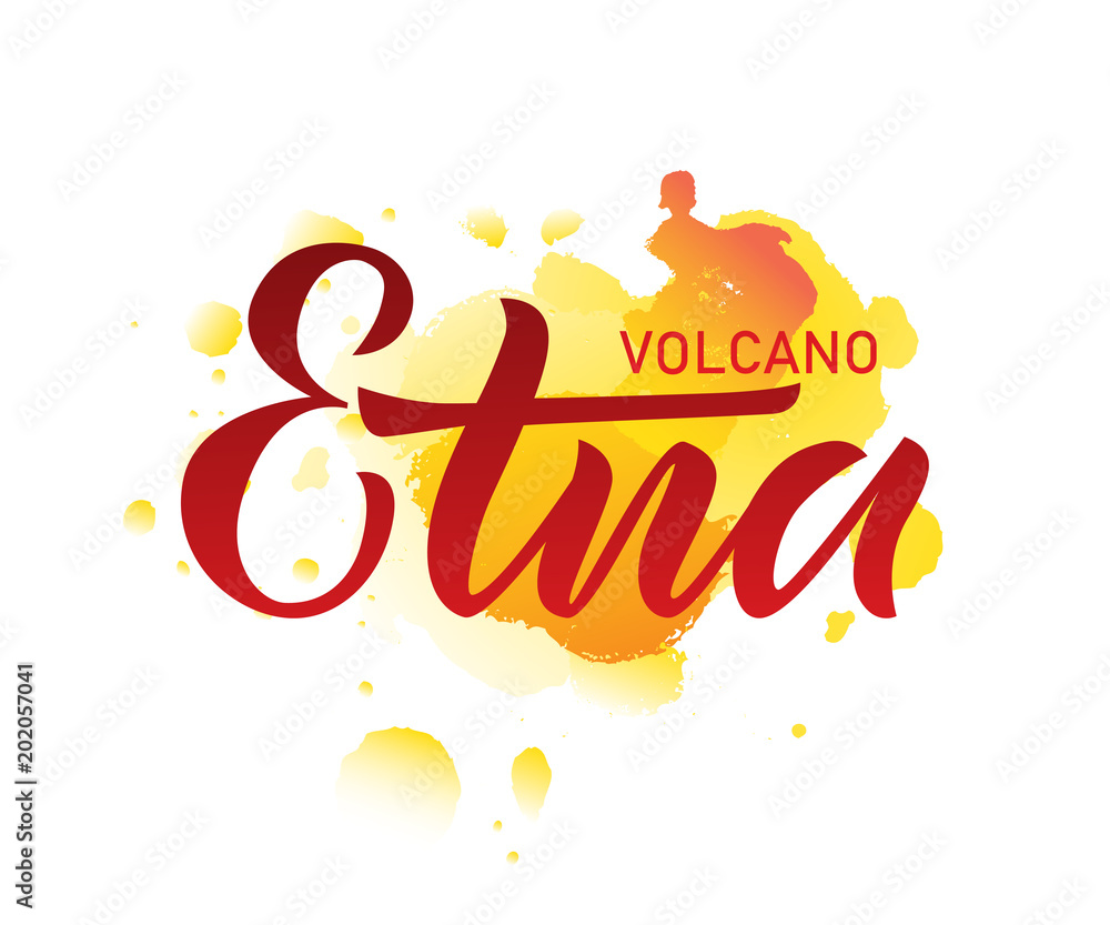 Vector lettering of word Etna. Modern calligraphy. As template of ...