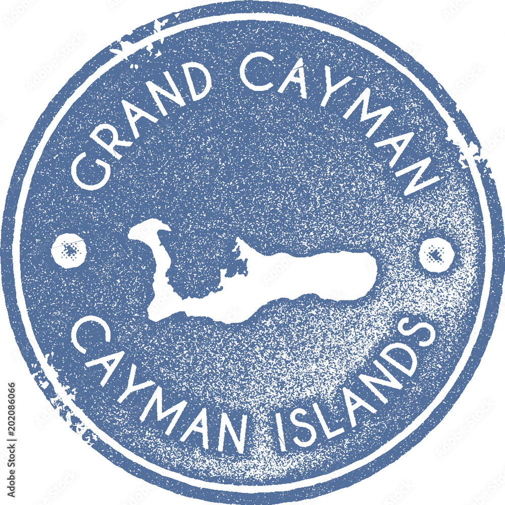 Grand Cayman map vintage stamp. Retro style handmade label, badge or ...