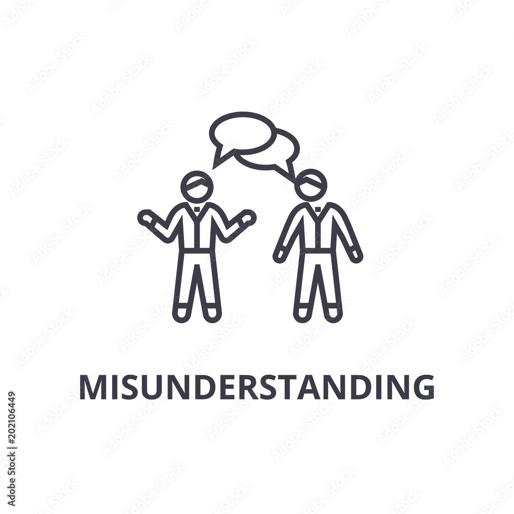 misunderstanding thin line icon, sign, symbol, illustation, linear ...
