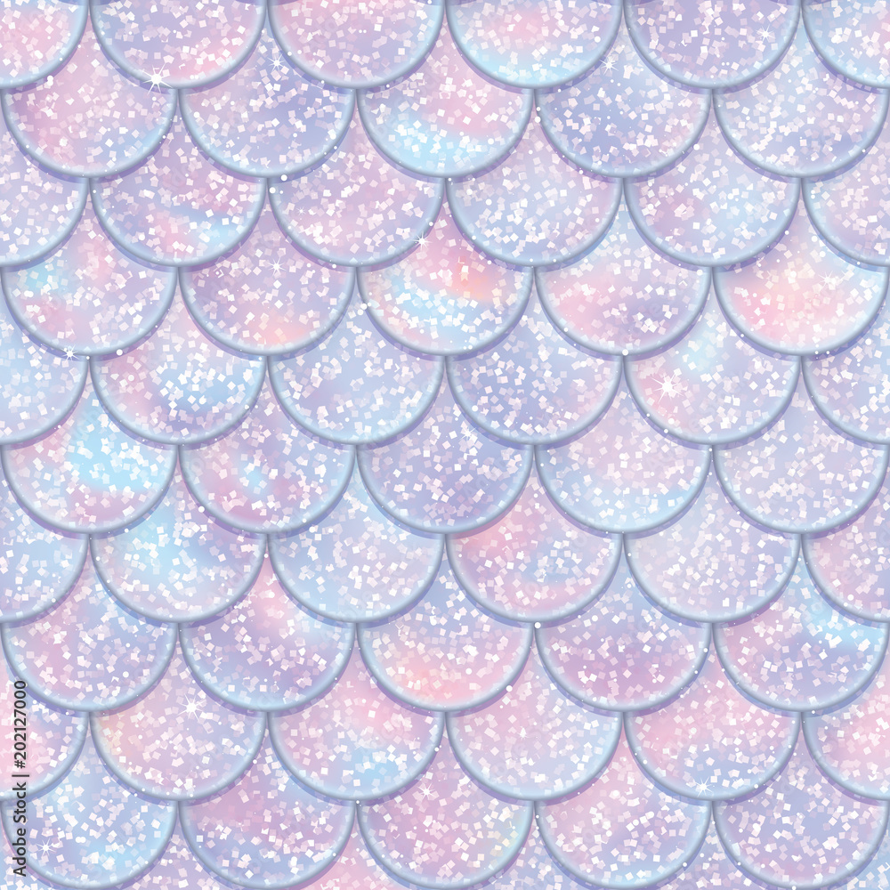 Glitter fish scales seamless pattern. Mermaid tail texture. Vector ...