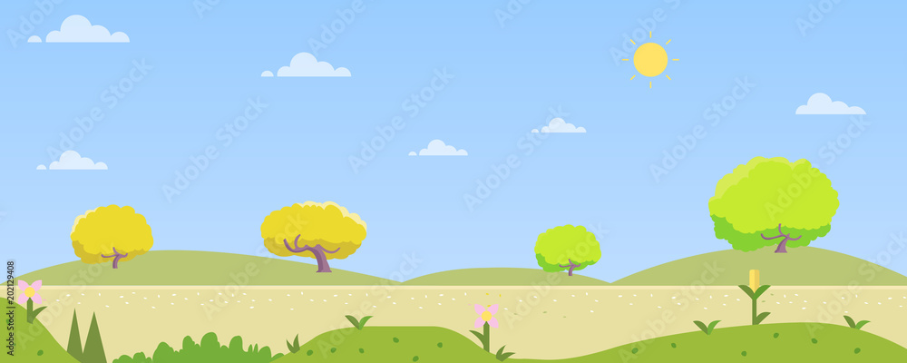 Beautiful nature landscape with hill and sky background.Spring season ...