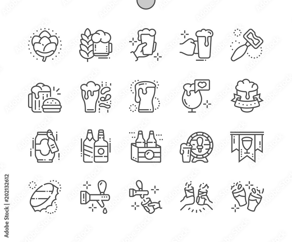 Beer Well-crafted Pixel Perfect Vector Thin Line Icons 30 2x Grid for ...