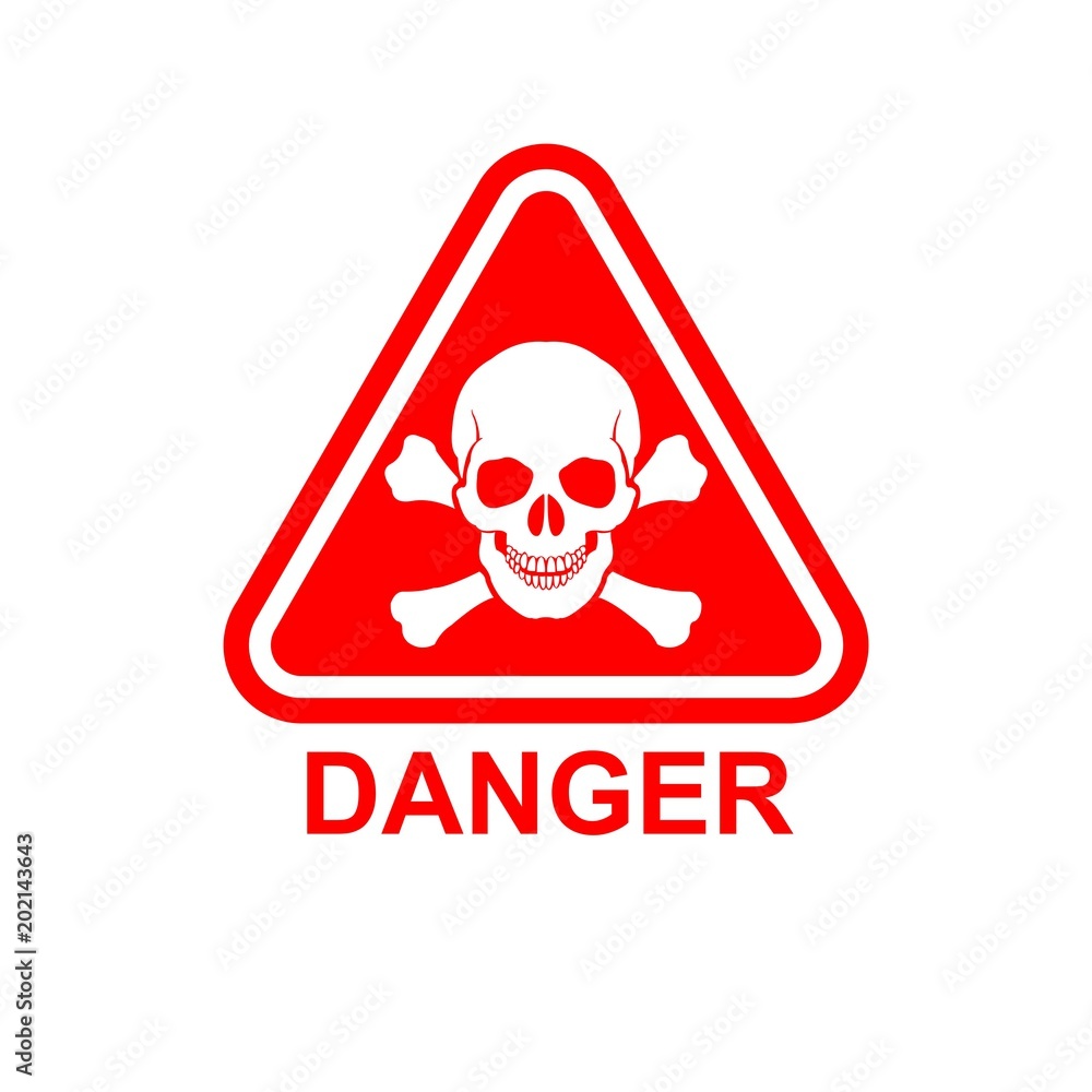 Danger Sign Skull Red