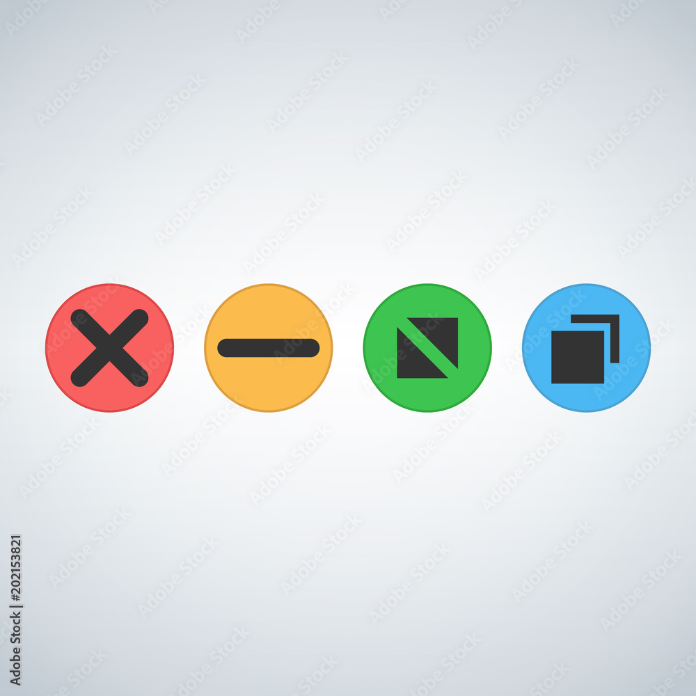 OS or Web multicolor buttons. Close minimize zoom full screen and ...