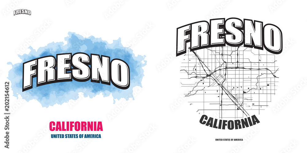 Fresno, California, two logo artworks Stock Vector | Adobe Stock