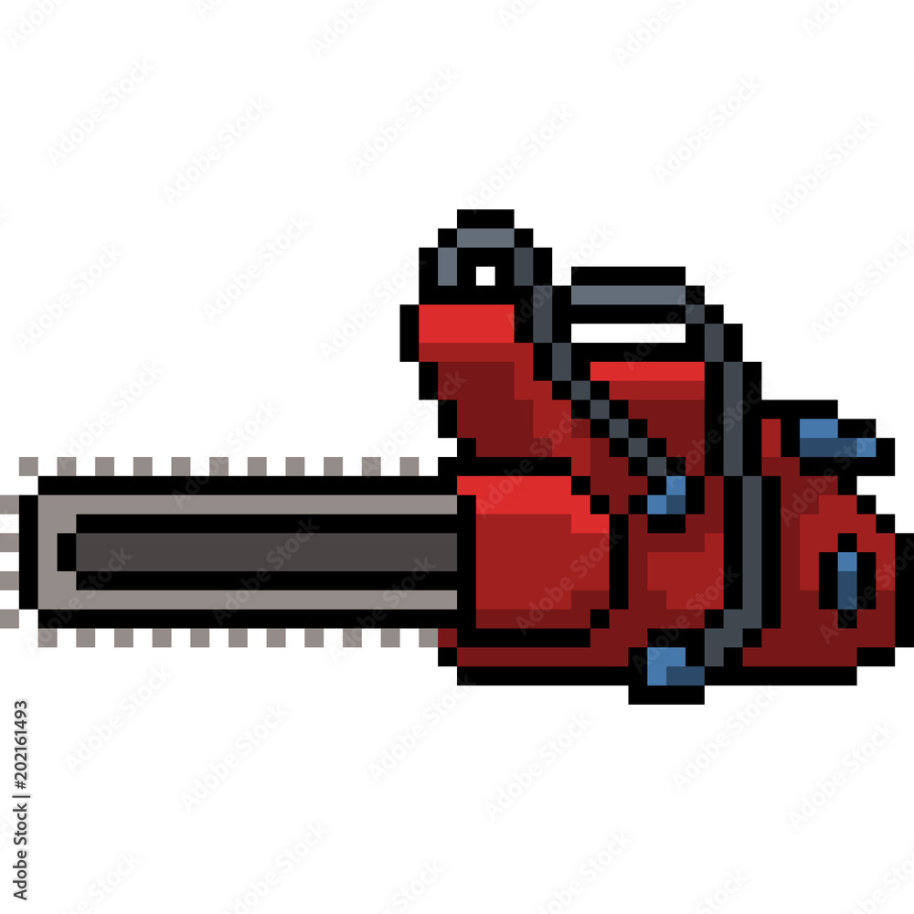 vector pixel art chainsaw Stock Vector | Adobe Stock