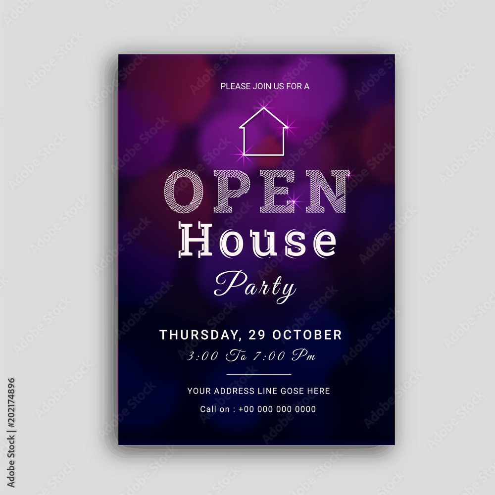 Open house party invitation card design. Stock Vector | Adobe Stock