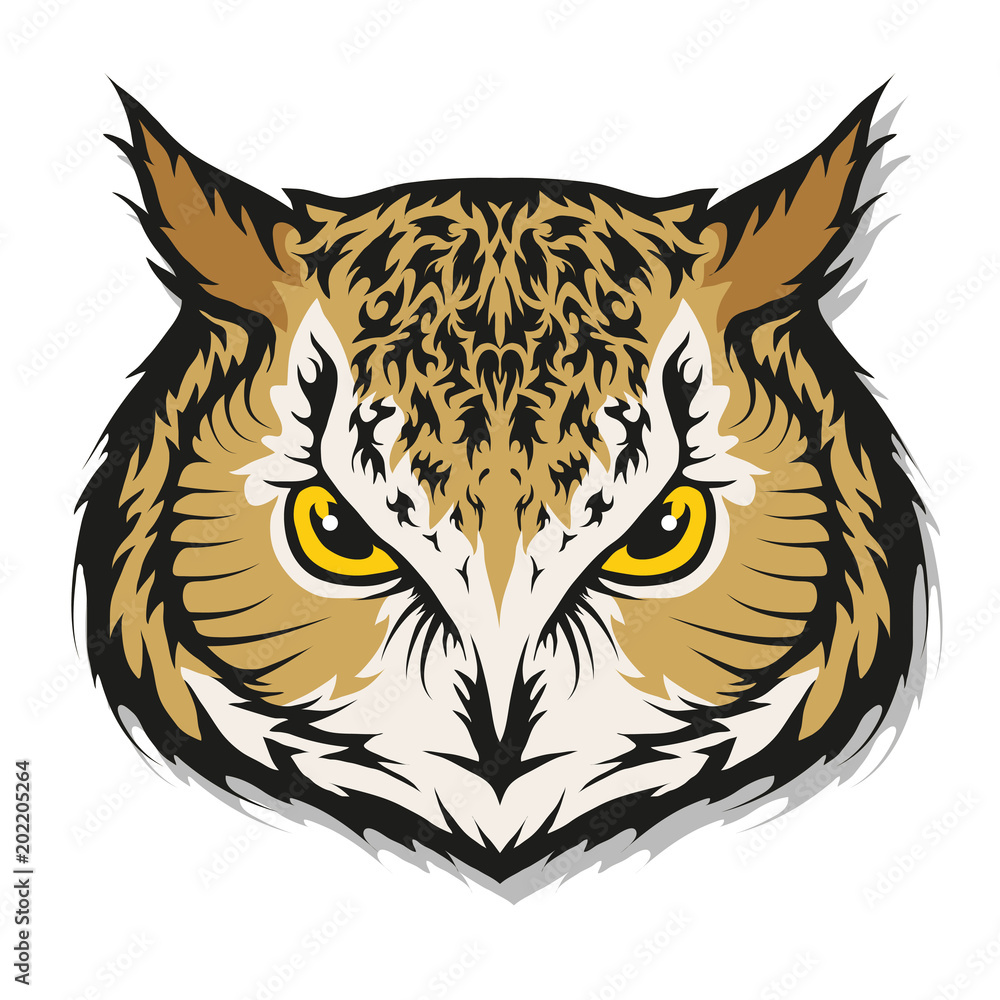 Owl logo. Wild birds drawing. Head of an owl. Vector graphics to design ...