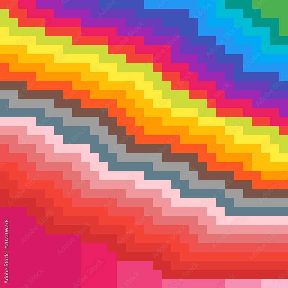 Pixel art: detail of a colorful rainbow. Stock Illustration | Adobe Stock