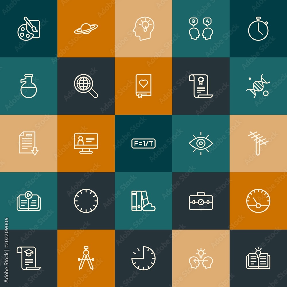 Modern Simple Set of science, time, education Vector outline Icons ...