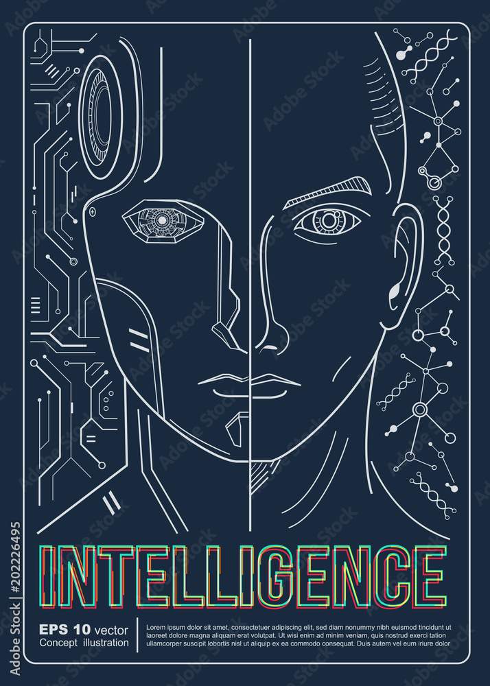 Robot vs human. AI artificial intelligence and human intelligence ...