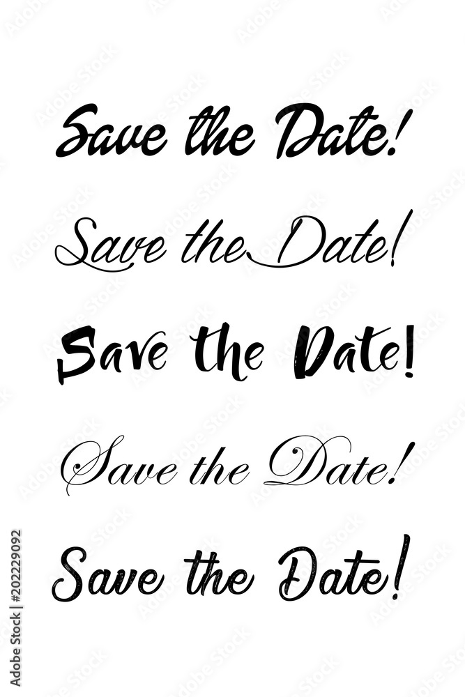 Save the date text calligraphy. Vector lettering for wedding. Hand ...