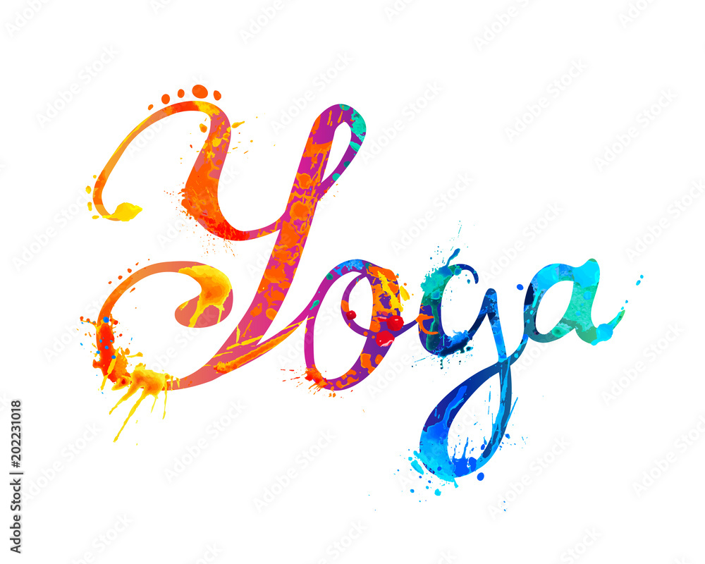 YOGA. Hand written word of splash paint Stock Vector | Adobe Stock