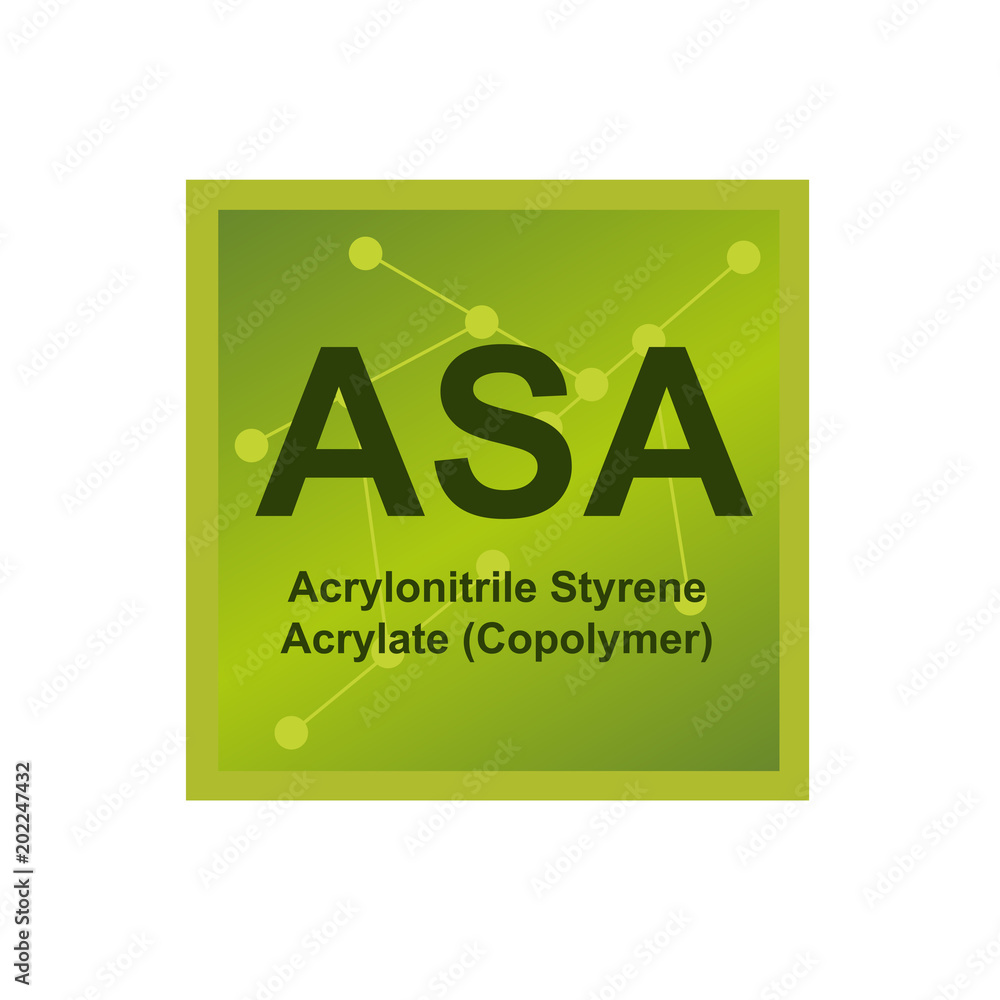 Vector symbol of Acrylonitrile styrene acrylate (ASA) polymer on the ...