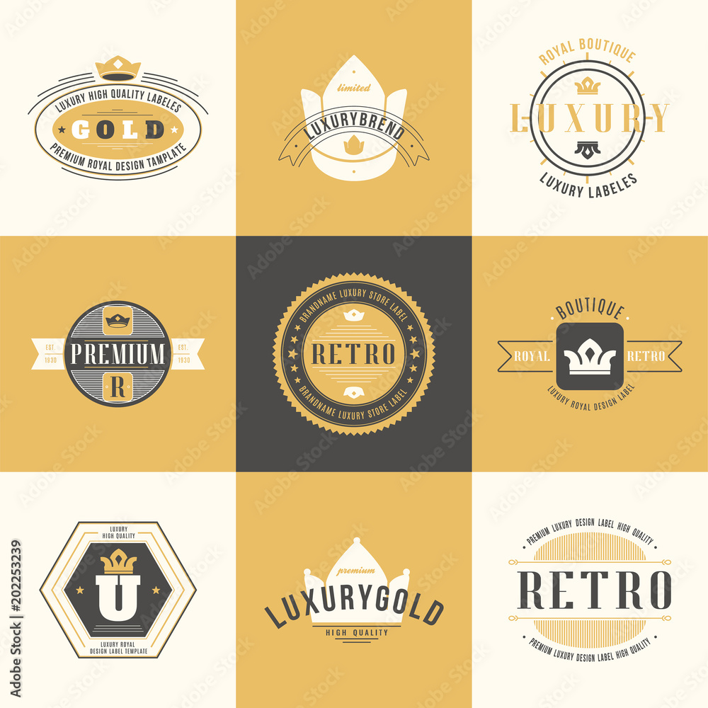 Retro Vintage Logotypes set. Vector design elements, business signs ...