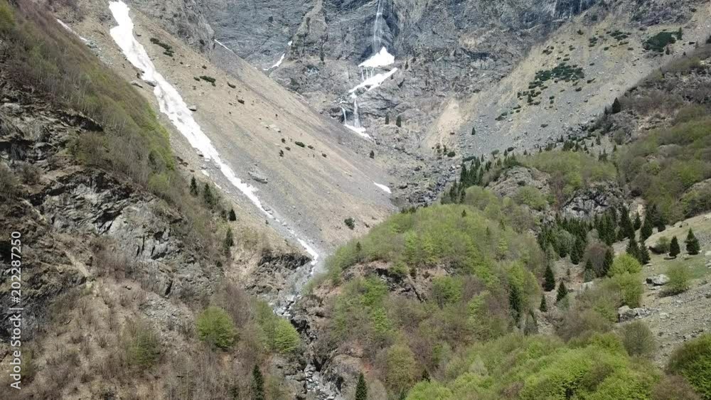 Valbondione, Bergamo, Italy. Drone aerial view of the Serio waterfalls ...