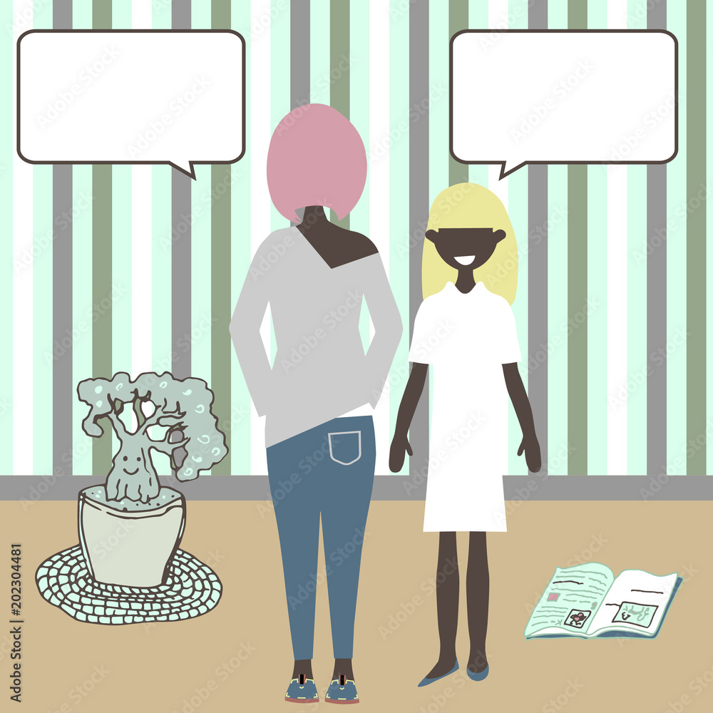 Vector cartoon funny characters speaking Stock Vector | Adobe Stock